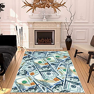 Sweethome Stores $100 Dollar Bill Area Rug, 5 x 7, Multicolor