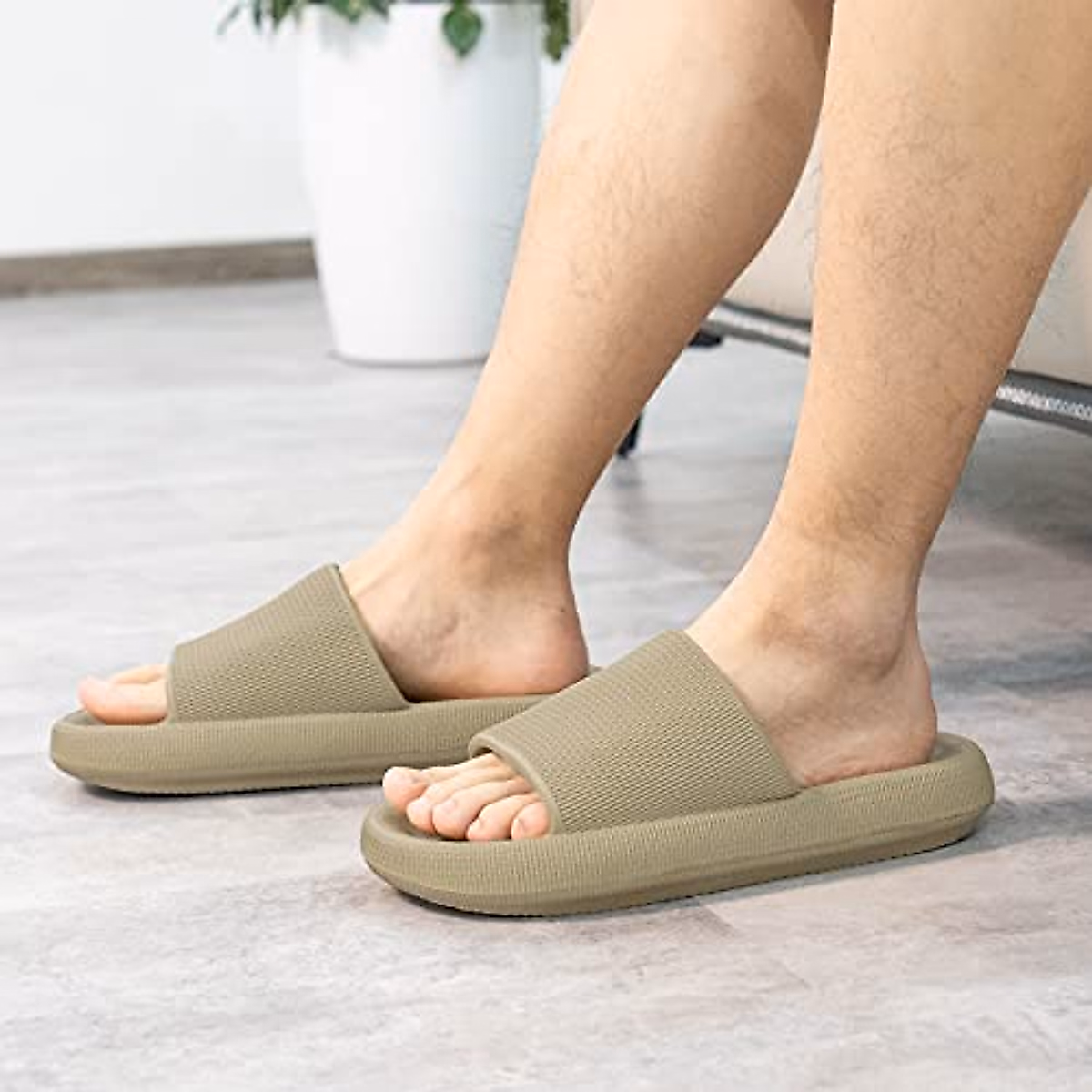 LongBay Cloud Slides for Women and Men, Comfy Pillow Slipper Shower Sandals Shoes with Arch Support for Pool Beach Home Indoor Outdoor Use, 14-15women/12-13men, Green