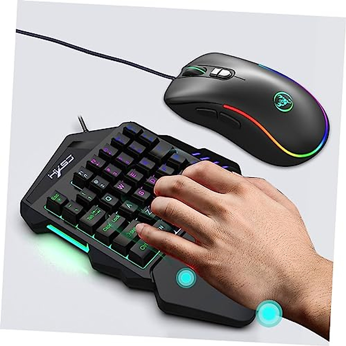 UKCOCO 1 Set one-Hand Human Body Ergonomic Gaming one Hand RGB Keyboard Mechanical Ergonomic Gaming Keyboard v100 Keyboard Left Hand Gaming Keyboard Gaming Keyboard Mouse Plastic
