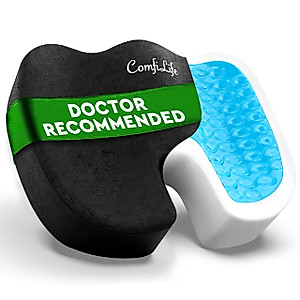 ComfiLife Gel Enhanced Seat Cushion - Non-Slip Orthopedic Gel & Memory Foam Coccyx Cushion for Tailbone Pain - Office Chair Car Seat Cushion - Sciatica & Back Pain Relief (Black)