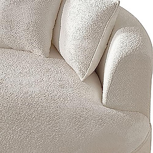 FANYE Luxury 6 Seats Teddy Boucle Freestanding Sectional Sofa, Modern Left Wide Chaise Comfy Leisure Couch with 7 Perfectly-Scaled Pillows, Oversized Sleek Curved Sofa&Couch for Living Room