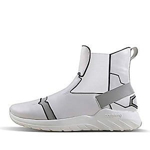 Soulsfeng High Top Sneakers Reflective Shoes Leather Splicing Lightweight Non Slip Walking Shoes White Women Size 9.5 Men Size 8
