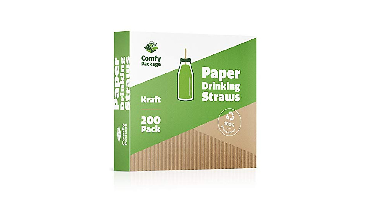 Eco-Friendly Kraft Paper Drinking Straws - 200 Pack | Biodegradable ...