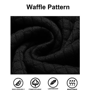 COOFANDY Men's Fashion Hoodies Sweatshirt Long Sleeve Workout Waffle Pattern Sweatshirts Solid Long Sleeve Pullover Black