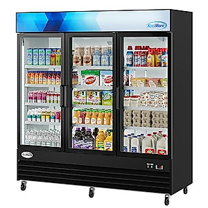 KoolMore - MDR-3GD Koolmore 78 1/4" Commercial Glass 3 Door Display Refrigerator Merchandiser - Upright Beverage Cooler with LED Lighting - 53 Cu. Ft. Black