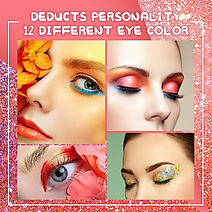 G2PLUS 12 PCS Colorful Eyebrow Pencil, Colored Eyeliners, Colorful Liquid Eyeliner for Eyebrow, Lip Liner Pencil Pen Makeup Cosmetic Set Kit Tool Waterproof