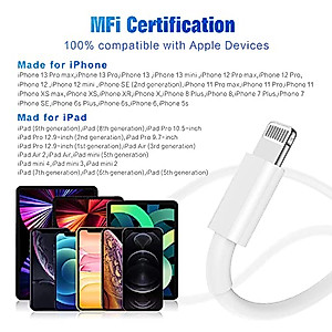 Jeercor iPhone Charger 3Pack 6FT MFi Certified Lightning Cable Fast Charging Cords iPhone Cable Compatible with iPhone 14 13 12 11 XS XR X Pro Max Mini 8 7 6S 6 Plus 5S SE iPad iPod AirPods