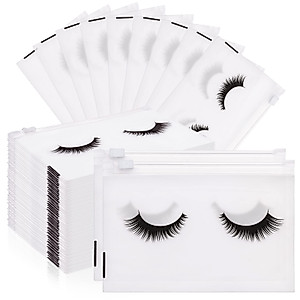 Noverlife 100PCS Eyelash Makeup Bags, Lash Bags for Clients, Waterproof Plastic Makeup Bags, Toiletry Makeup Pouch Cosmetic Lash Bags with Zipper, Eyelash Aftercare Bags Eyelash Cases Cosmetic Pouches