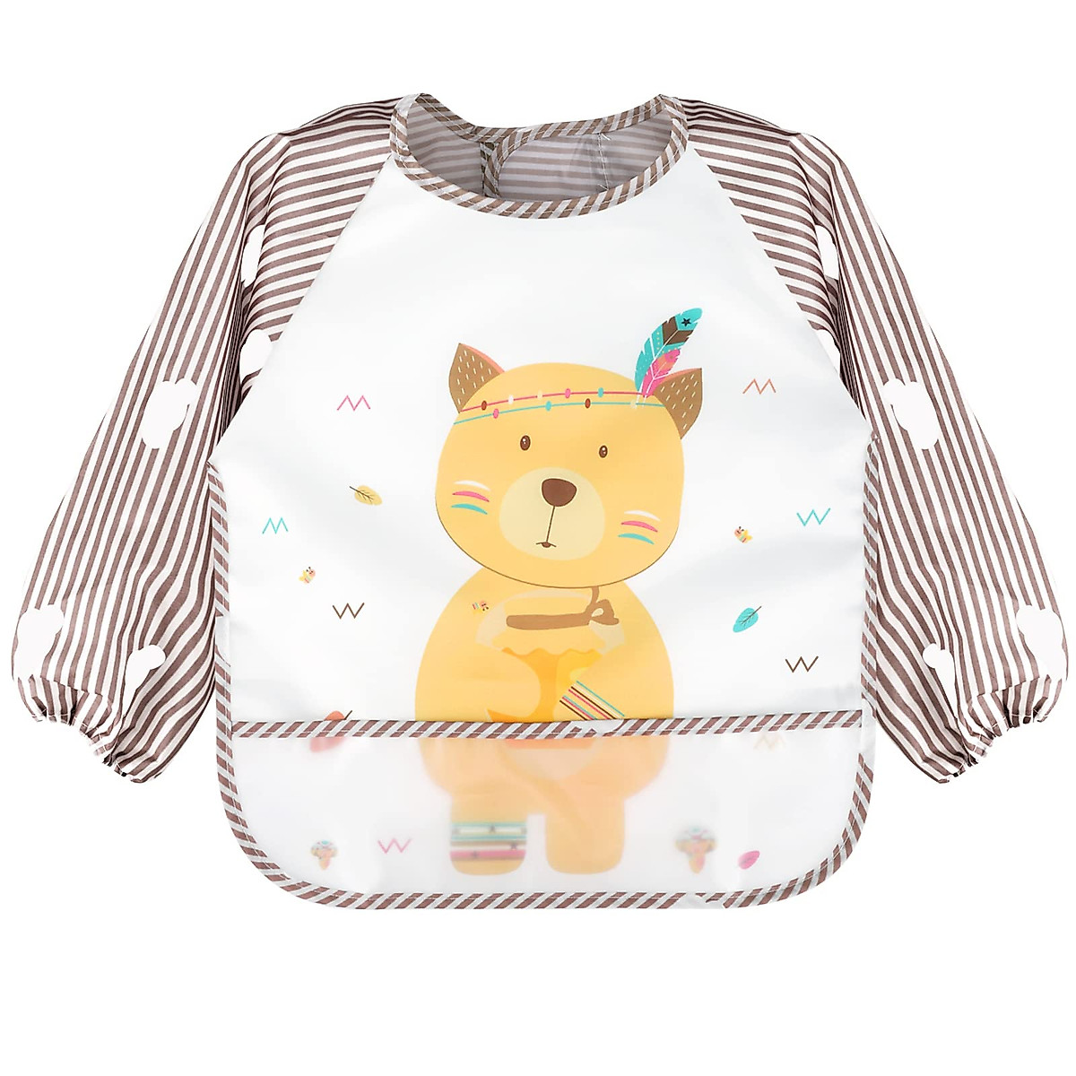 Accmor 5 Pack Long Sleeve Baby Bibs, Waterproof Sleeved Bibs for Eating Feeding, Toddler Baby Girls Boys Smock Bibs for 6-36 Months