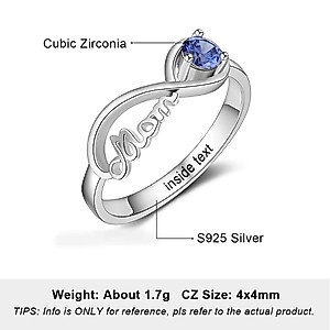 Personalized Mom Jewelry with Simulated Birthstone Infinity Family Cubic Zirconia Ring for Mother (7)