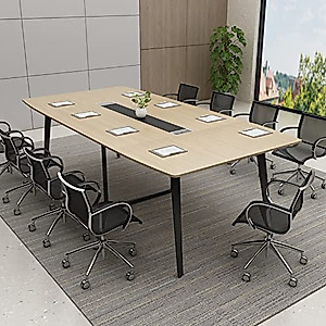 Loomie 8FT Conference Table, 94.49" L x 47.24" W x 29.53" H Meeting Seminar Table with Grommet, Large Boat Shaped Computer Desk, Boardroom Desk for Office Meeting Conference Room