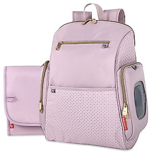 Fisher-Price Fastfinder Gemma Diaper Bag Backpack with Portable Changing Pad, Wipes Dispenser (Pink)