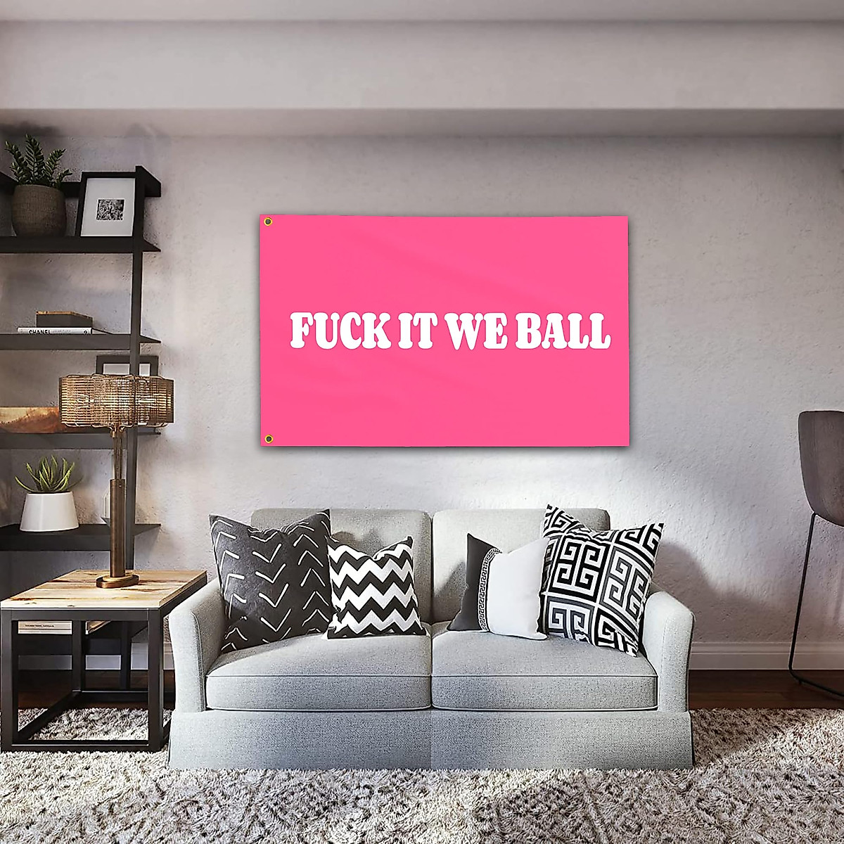 Fuck It We Ball Flag Pink 3x5 Ft Funny Man Cave Wall for Room Teen Girls Indoor Outdoor Bedroom and College Dorm Wall Decor Tapestry Gifts…