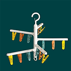 LIUZH Folding Hanger Socks Drying Multi-Function Clip Storage Artifact Clothes Rack Plastic Rotating Clothespin ( Color : OneColor , Size : 43.5*34.5cm )