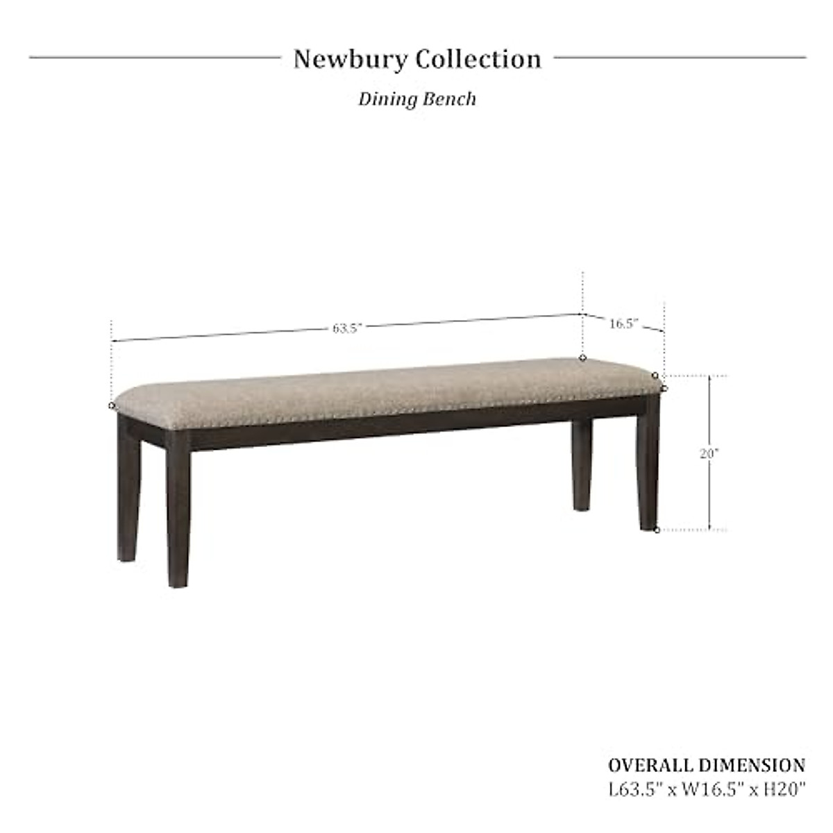 Lexicon Newbury Dining Bench, Brown