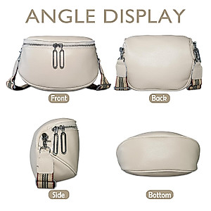 ZOSIVEB Genuine Leather Women's Crossbody Shoulder Sling Bags/Satchel Bag/Cowhide Saddle Bag/Chest Bag/Shoulder Messenger Bag (White)