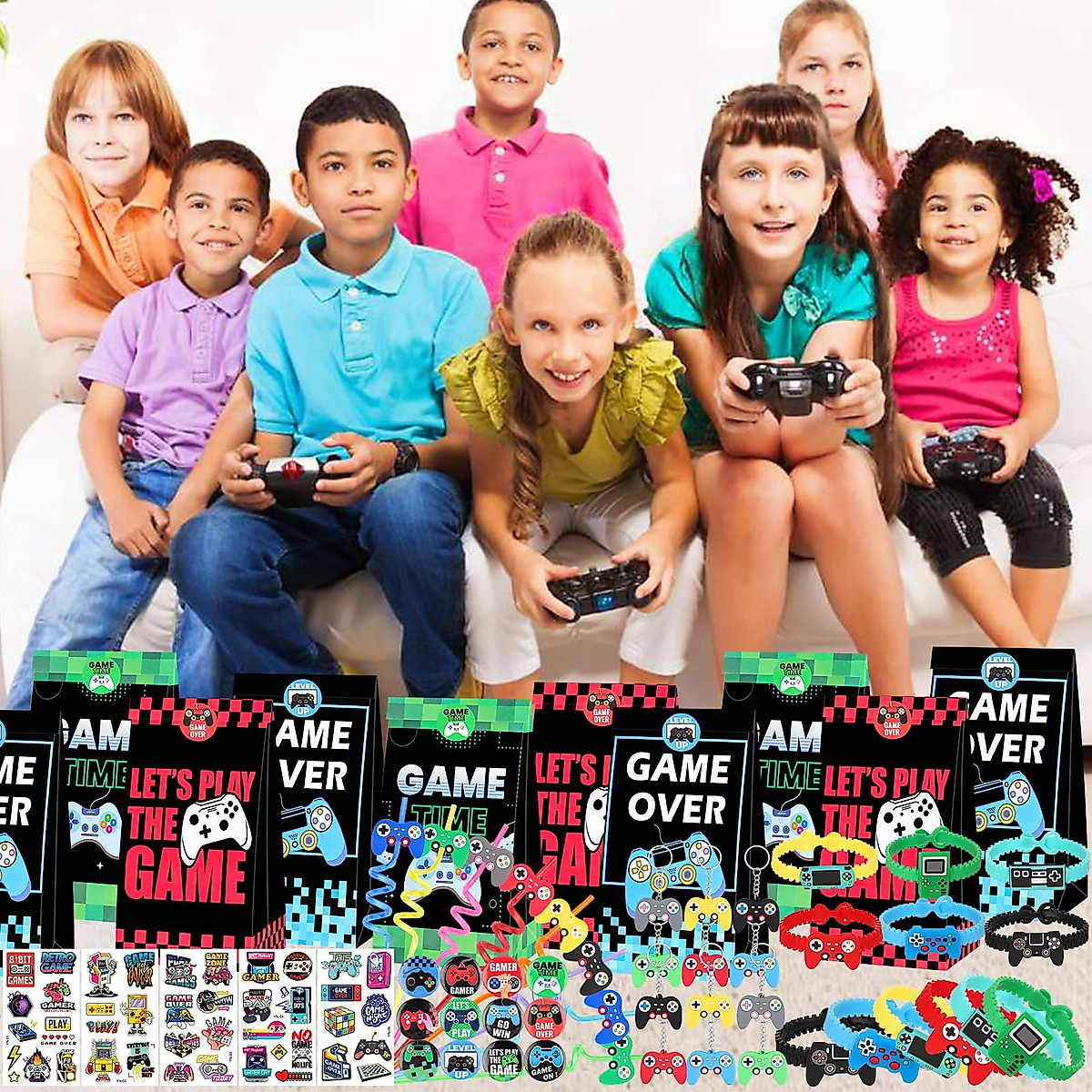 ANPHILE Video Game Party Favors for Kids, Video Game Birthday Party Supplies Gifts Pinata for Birthday Kids Age 3-5, 6-8, Video Game Party Favors Bags Treat Bags for Graduation, Birthday
