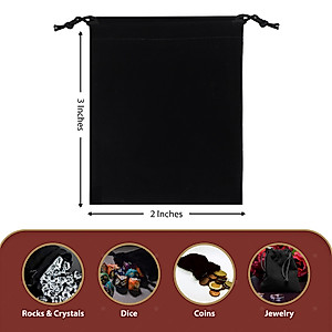 Mandala Crafts Velvet Drawstring Bags 2x3 for Velvet Gift Bags - Black Velvet Bags with Drawstrings 2x3 Inch - 100 PCs Velvet Pouches for Velvet Jewelry Bags