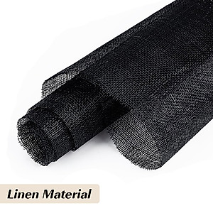 BENECREAT 35x19.7 Inch Black Linen Mesh Fabric, Sinamay Hat Mesh Netting Fabric Roll for Bouquet Wrapping, Women Bride's Headdress Veil Making