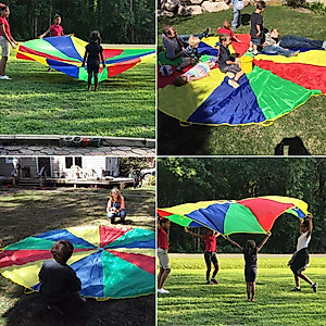 Sonyabecca Parachute 10 Feet for Kids with 12 Handles Play Parachute for 8 12 Kids Tent Cooperative Games Birthday Gift