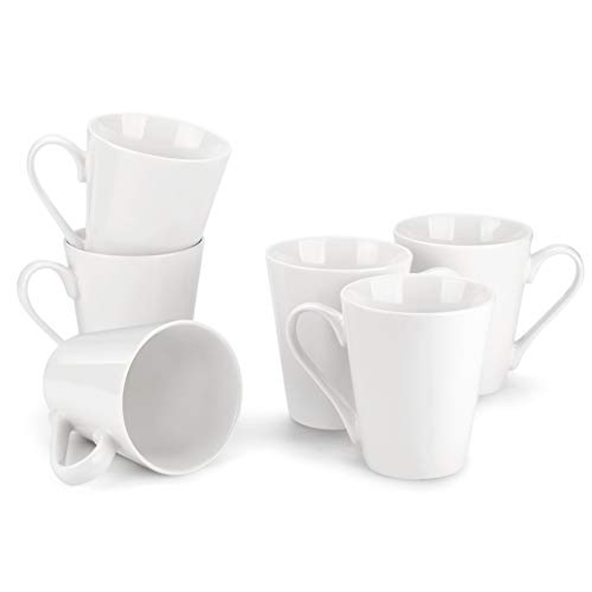 MIWARE 10 Ounce Porcelain Mugs, Set of 6, Tea and Coffee Mug Set, Ivory White (Ivory White, 10OZ)