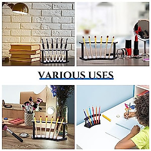 Ctosree 6 Pieces Plastic Pen Holder Display Stand 6 Slots Black Plastic Pen Holder 7 x 5 x 3 Inches Eyebrow Pen Stand Makeup Brush Rack Organizer for Home Office Desk School Supplies, Vertical