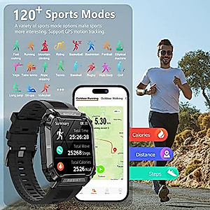 ANYTEC Military Smart Watches for Men, 1.95'' IP68 Waterproof Smart Watch with Bluetooth Call (Answer/Make Calls), Fitness Tracker Watch with 120+ Sports Modes, Tactical Smartwatch for Android iPhone