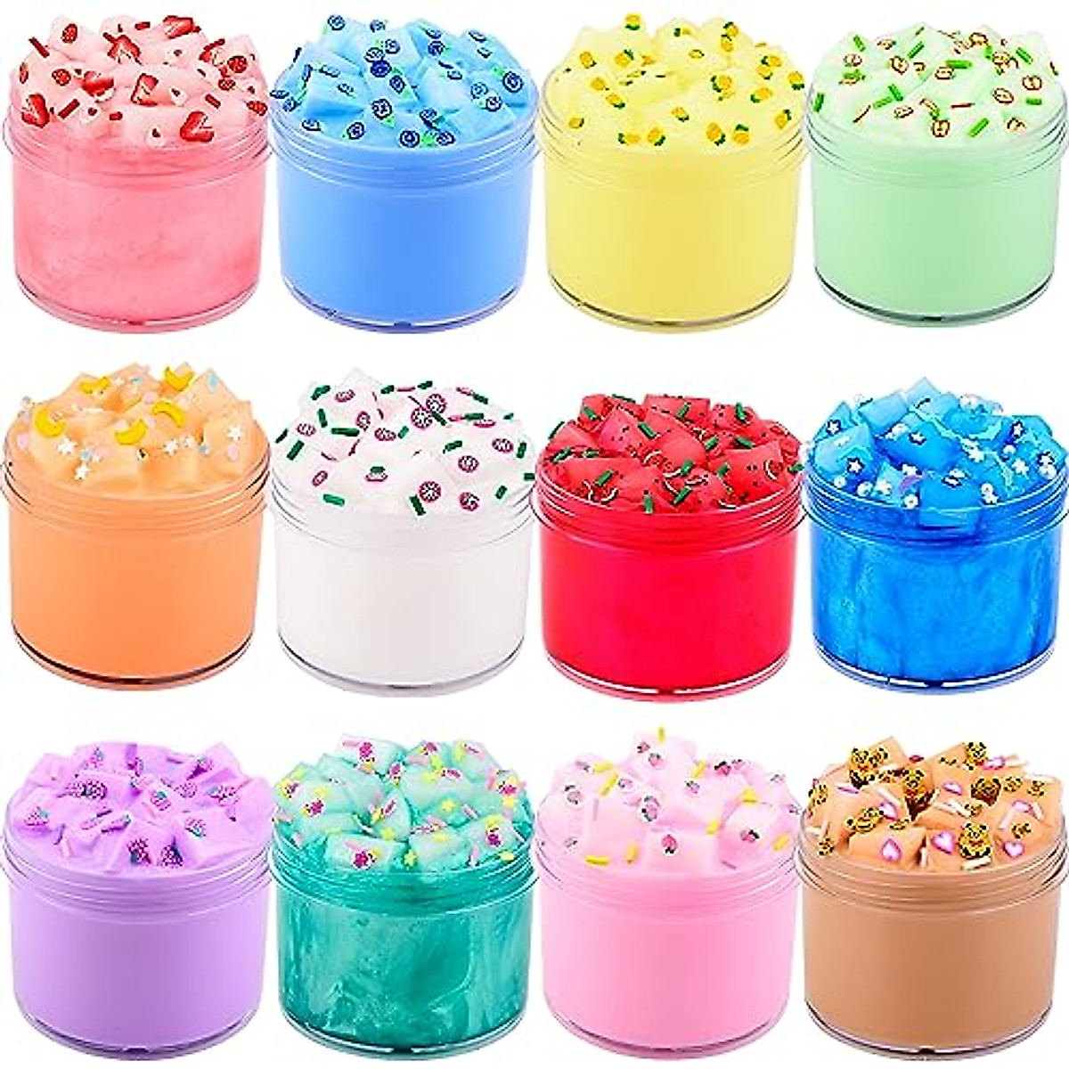 12 Pack Jelly Cube Slime Kit,Water Slime and Galaxy Slime,Non Sticky and Soft Bubble Milk Slime,DIY Slime Party Favor for Girls & Boys