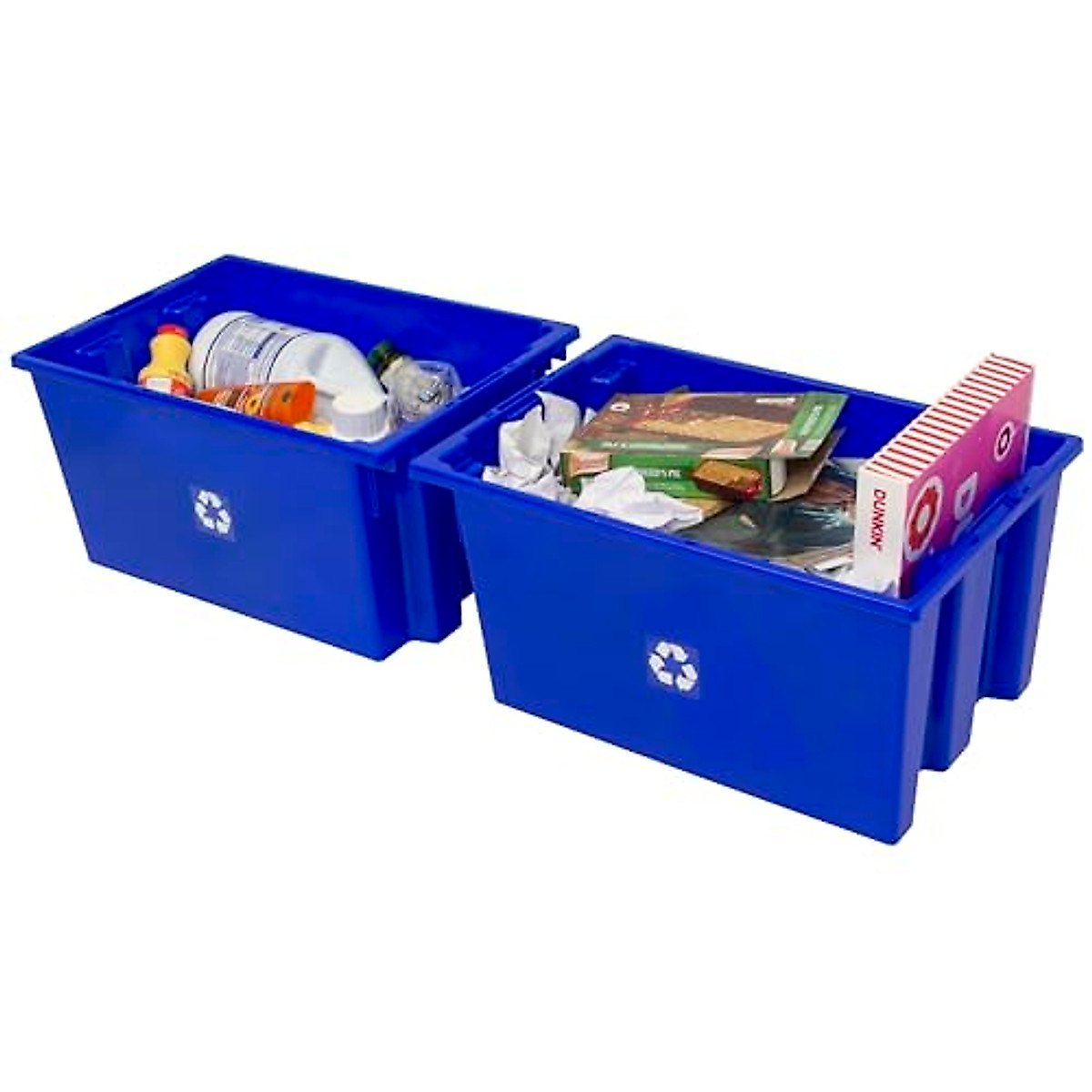 ReadySpace 3-Pack Commercial Industrial Heavy Duty Stackable Large Capacity Recycling Bin Box Containers, 13 Gallon 23-1/2-Inch x 15-1/2-Inch x 12-Inch, Blue