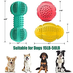 LUKITO Puppy Chew Toys 3 Pack, Durable Dog Chew Toys for Aggressive Chewers, Tough Puppy Teething Toys with Natural Rubber for Small and Medium Dog Teeth Cleaning