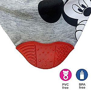 Disney Neat Solutions Mickey Mouse 3 Pack Infant Scarf Bib with Teether, Grey Heather