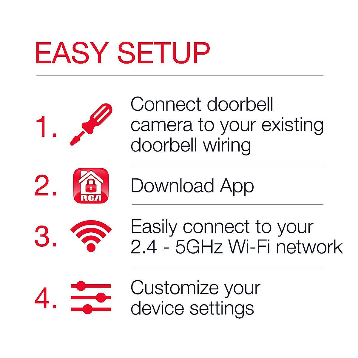 Doorbell Video Ring Security Camera by RCA New and Improved - with Mobile Doorbell Ring, 3MP HD Video, Live Stream, No Recording Storage Fees, Night Vision and Motion Detection