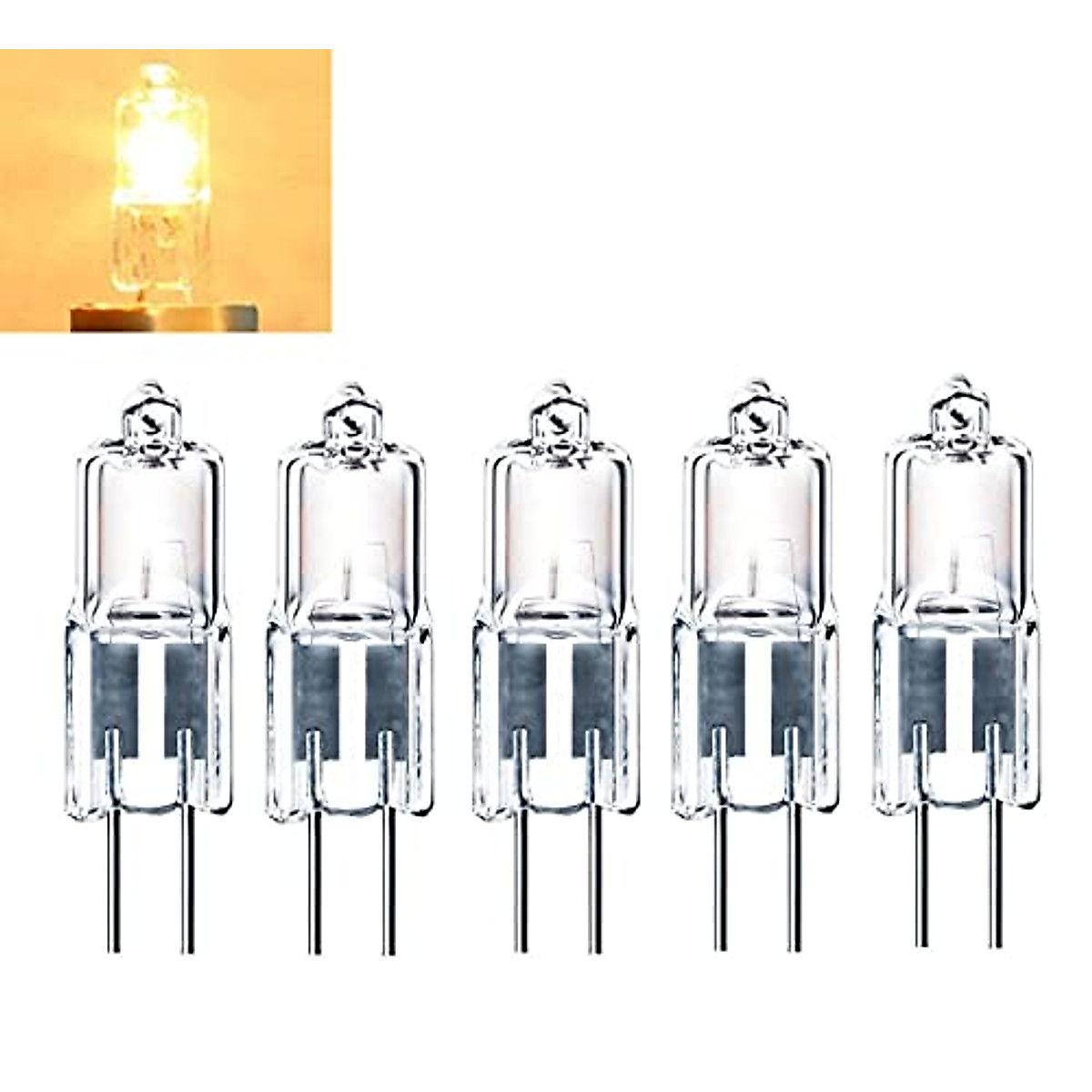 ShuoHui G4 Halogen Bulbs 10 W 24 V Dimmable Bi-Pin Base Clear Capsule Warm White Light Bulb Pack of 10