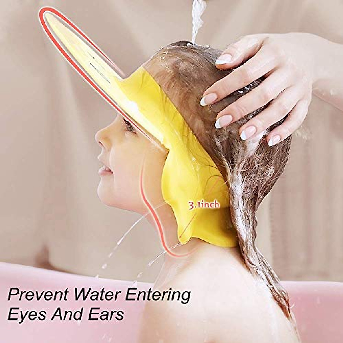 Baby Shower Cap for Kids Bath Visor Adjustable Toddler Shower Cap Multi-Purpose Bathing Cap for Protect Infants Toddler Eyes Ears (Yellow