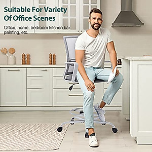 SMUG, Ergonomic Tall Standing Desk Adjustable Foot Ring Drafting Stool Counter Height Office Chairs, Grey