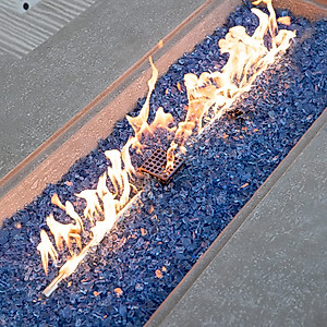 Elementi Plus Riviera Natural Gas Fire Pit for Outside Outdoor Fire Pit Table Smokeless Firepit Concrete Rectangular Fire Table Patio Heater Fireplace 60000 BTUs - Light Grey, 60 x 31.9 Inches