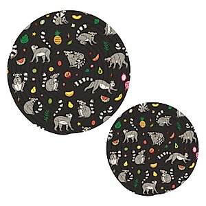 Lemur Tropical Fruits Cotton Braided Hot Pads Trivet Pot Holder for Kitchen Pot Holders Round Woven Potholders for Hot Dishes Suitable for Kitchen Farmhouse Dining Table Dining Room Party