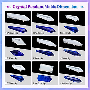 LET'S RESIN Resin Molds 18Pcs Pendulum Crystal Molds for Resin, Silicone Molds for Resin,Multi-Facet Resin Jewelry Molds for Quartz Crystals Pendants, Resin Necklace,UV Resin