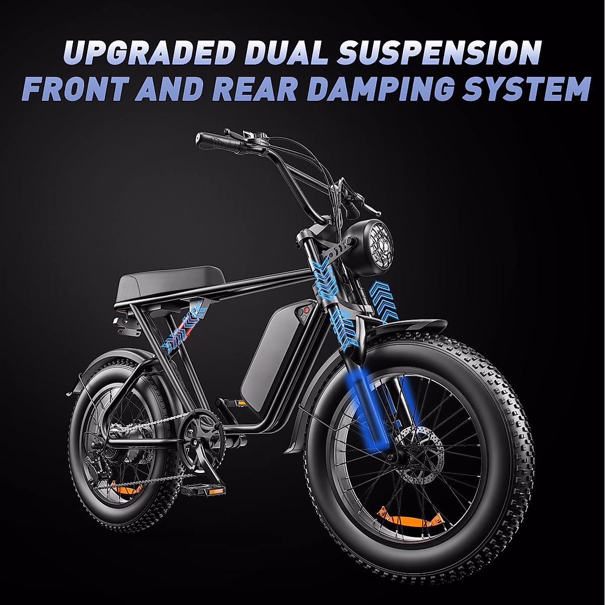 LONG SENG Adult Electric Bike 1000W 35MPH, 48V 20AH Removable Battery Electric Bicycle, 7-Speed eBike 20"x4.0"Adult Electric Bicycle Commuter Electric Bike Passed UL Certification (48V 20AH, Black)