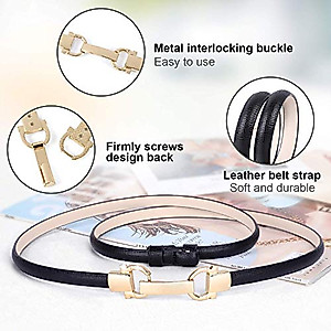 WHIPPY 4 Pack Women Skinny Leather Belt Adjustable Fashion Dress Belt Thin Waist Belts for Ladies Girls(Black Brown White Gray)