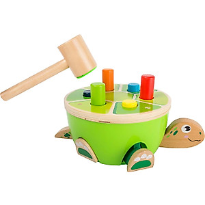 Small Foot Wooden Turtle Hammering Game - Toy Designed for Kids, Ages 18 Month & Up