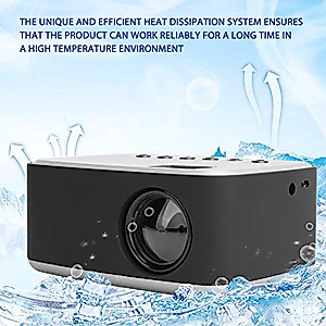 Gaeirt 1080p Mini Projector, Portable Projector with LED Light Focusing Knob and Multiple Expansion Interfaces 60-400cm Short Throw Projectors for Home Office(US), Silver Black