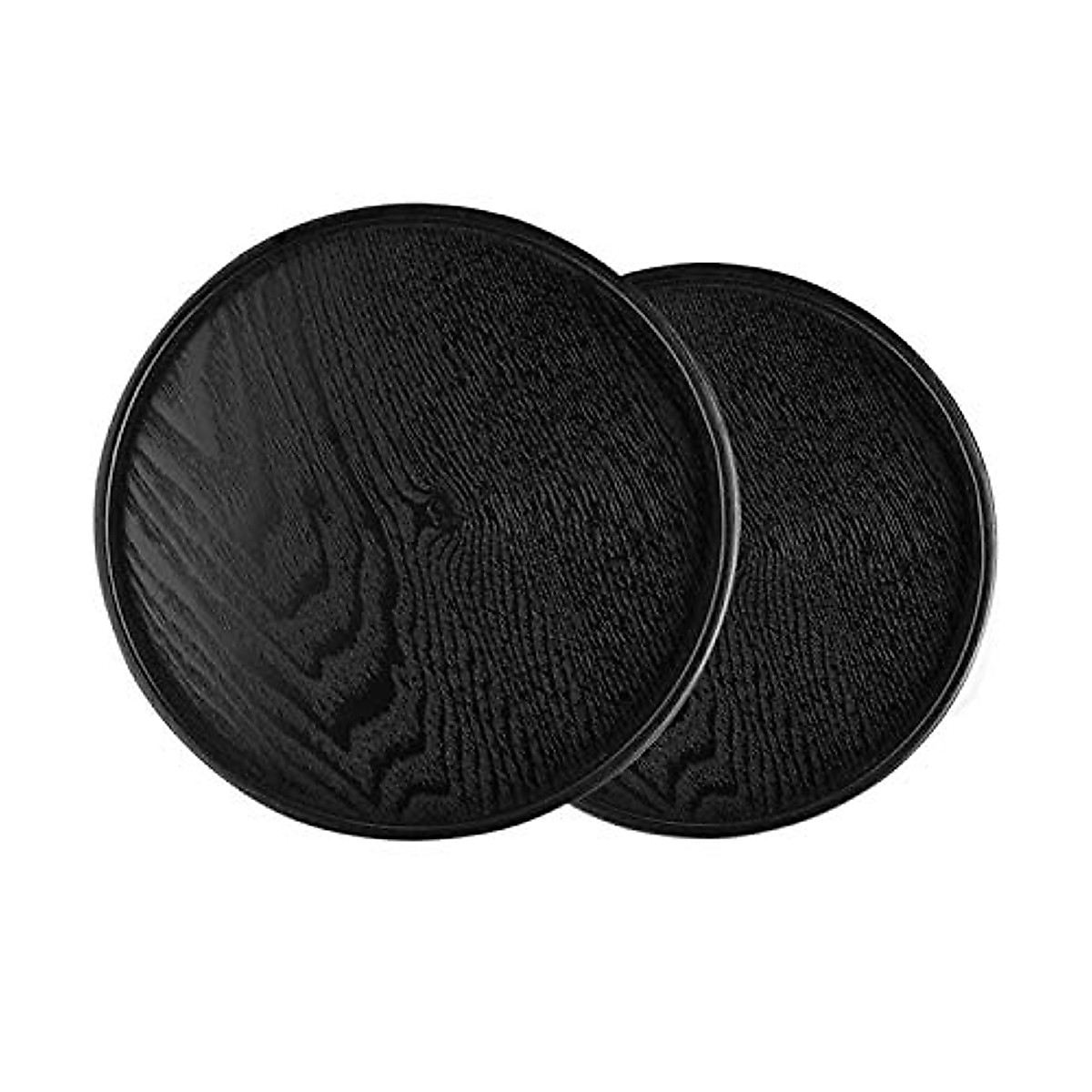 Rive Round Solid Wood Serving Tray, Non-Slip Tea Coffee Snack Plate Food Meals Serving Tray with Raised Edges for Home Kitchen Restaurant(13inch,Black)