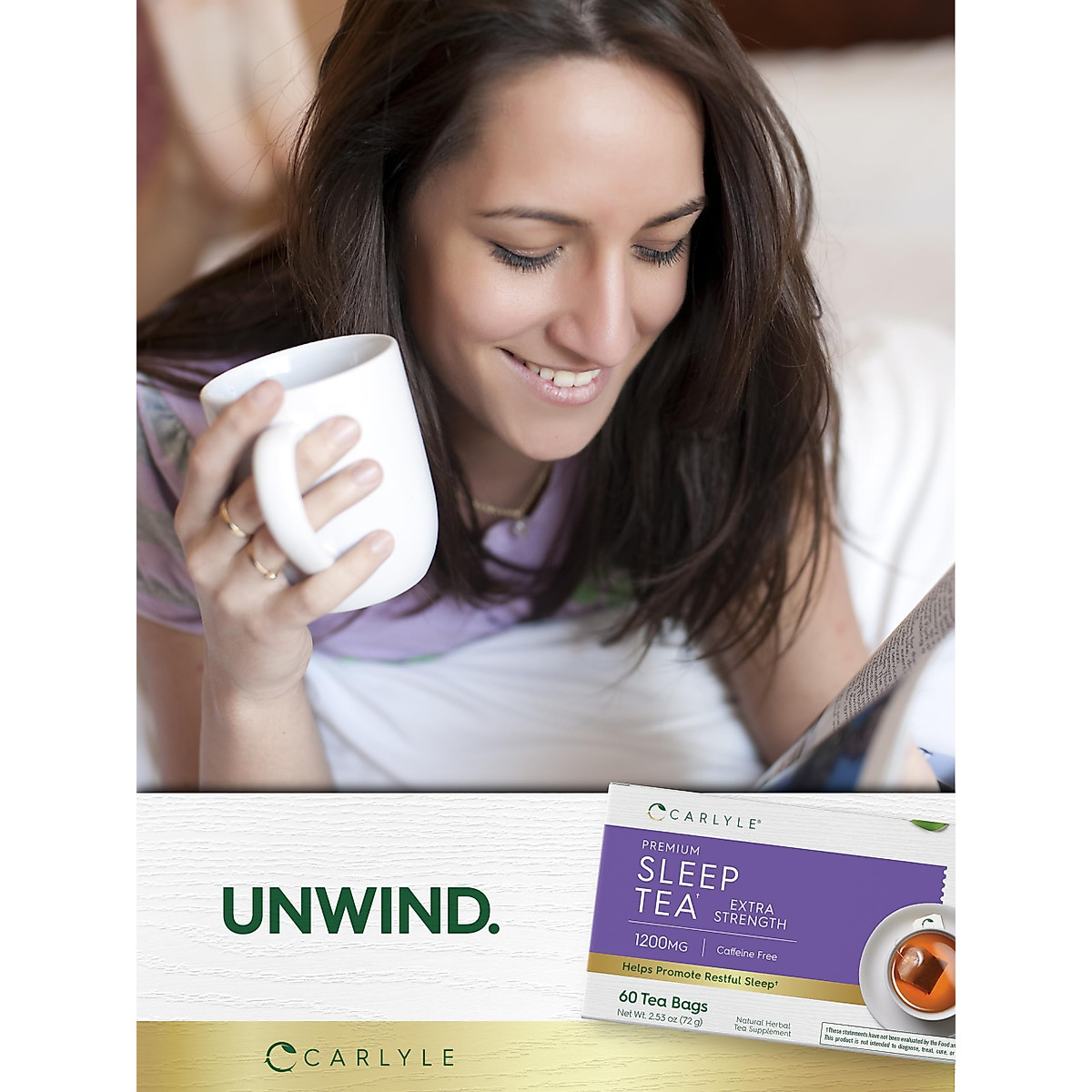 Carlyle Sleep Tea | 60 Tea Bags | Caffeine Free | Herbal Blend | Bedtime Tea | with Valerian Root | Helps Promote Restful Sleep | Vegetarian, Non-GMO, Gluten Free