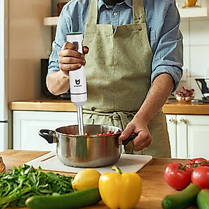 Cordless Hand Blender, UTALENT Variable Speed Immersion Blender Rechargeable, with 500ml Chopper, 600ml container, Egg Whisk, for Smoothies, Baby Food and Soups – White