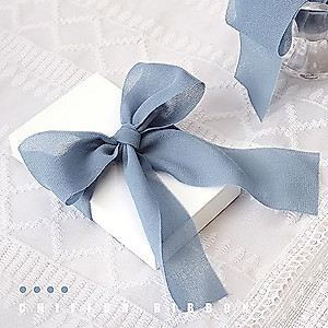 UpUDo 4 Rolls Chiffon Ribbon, 1.5" x 6Yd Dusty Blue Silk Ribbons, Smooth Edges for Wedding Invitations, Bridal Bouquets, DIY Crafts, Gift Wrapping, Holiday Decor