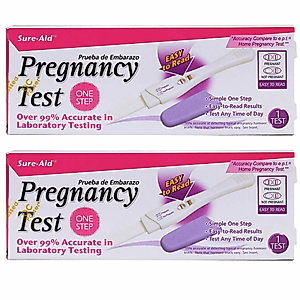 Sure-Aid Pregnancy test | One Step | Over 99% accurate in Laboratory Testing | Easy to Read Results Any Time Of Day | Relieve Anxiety with Fast and Simply One Step Results | 2 Pack