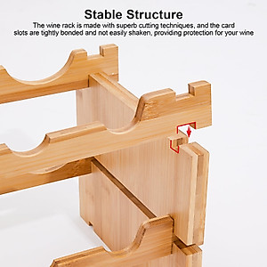 Ekomx Stackable Modular Wine Rack, 36 Bottle Freestanding Storage Bamboo Wine Holder Display Shelves, Sturdy and Durable, Wobble-Free, Perfect for Bar, Wine Cellar, Basement, Cabinet, Pantry(9x4 Rows)