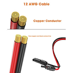 WININMETA 10Ft 12AWG Solar Power Charge Extension Cable to XT60i Solar Connector to XT60i Adapter Cable for Solar Panel to LiFePO4 Battery RV Portable Power Station Solar Generator DC500V 30A