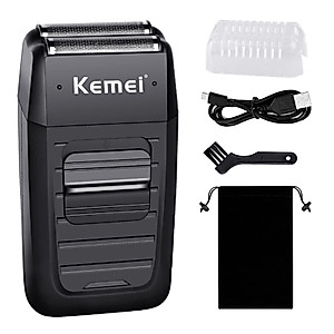 KEMEI Men's Reciprocating Cordless Razor Electric Rechargeable Razor Precision Beard Sideburn Trimmer Razors Twin Blade Multifunction Grooming Razor